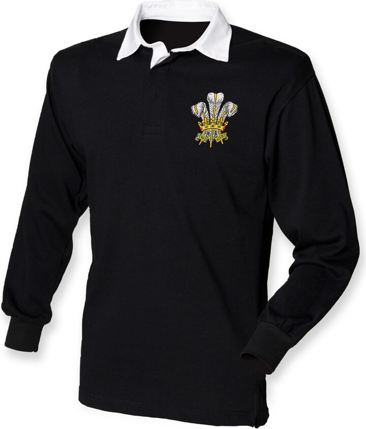 Purple Print House Embroidered Prince of Wales Badge Rugby Shirt Men ...