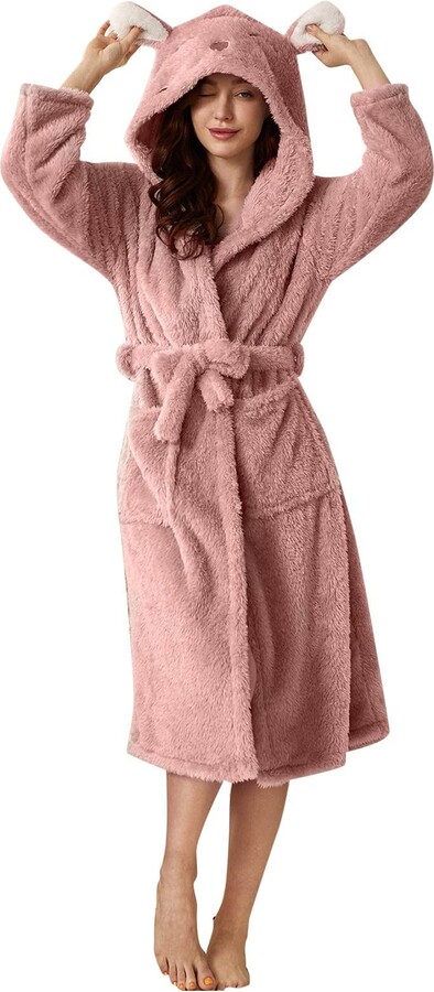 MODSGUE Women's Dressing Gown Lightweight Thickened Nightrobe Fleece ...