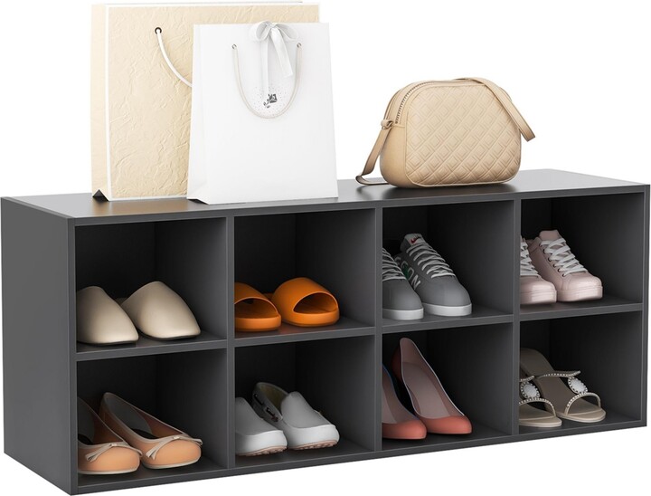 Costway 8 Cubbies Shoe Bench with 500 Lbs Weight Capacity Cubby Shoe ...