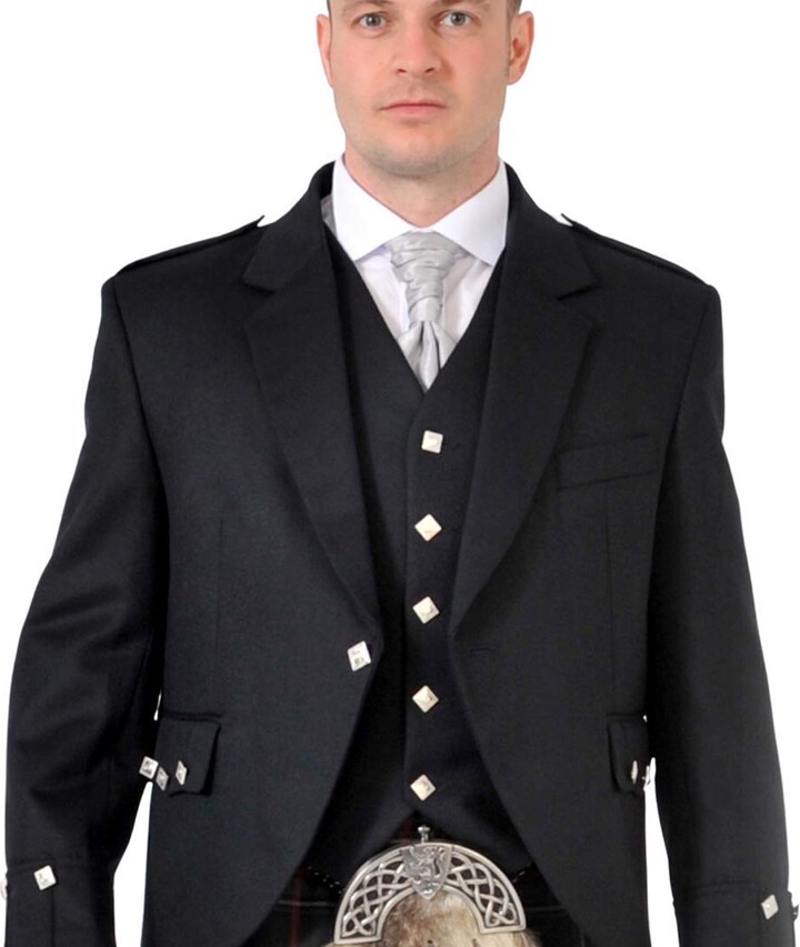 Kilts4less Formal Black Argyll Medium Weight Jacket and Waistcoat (50 Regular) - ShopStyle Suits