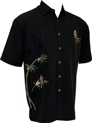 Bamboo Cay Mens Short Sleeve Flying Parrots Tropical Hawaiian Button Down Shirt - Off-white - XL ...