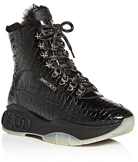 Jimmy Choo Jimmu Choo Women's Inca Shearling Croc-Embossed Platform ...