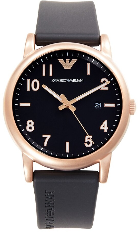 Emporio Armani Rose Goldtone Stainless Steel Rubber-Strap Watch - ShopStyle