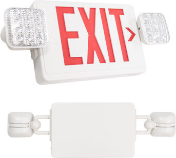 MW Lighting Led Emergency Exit Lights with 2 Adjustable Heads RED Sign ...
