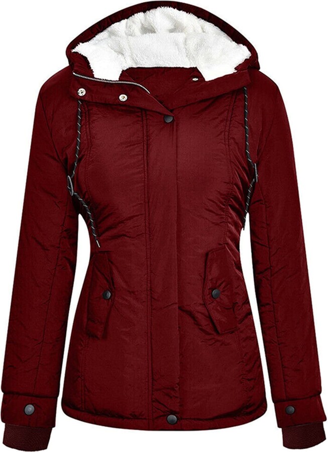 OCCOKO Women's Long Sleeve Hooded Cotton Hooded Jacket Coat Women ...