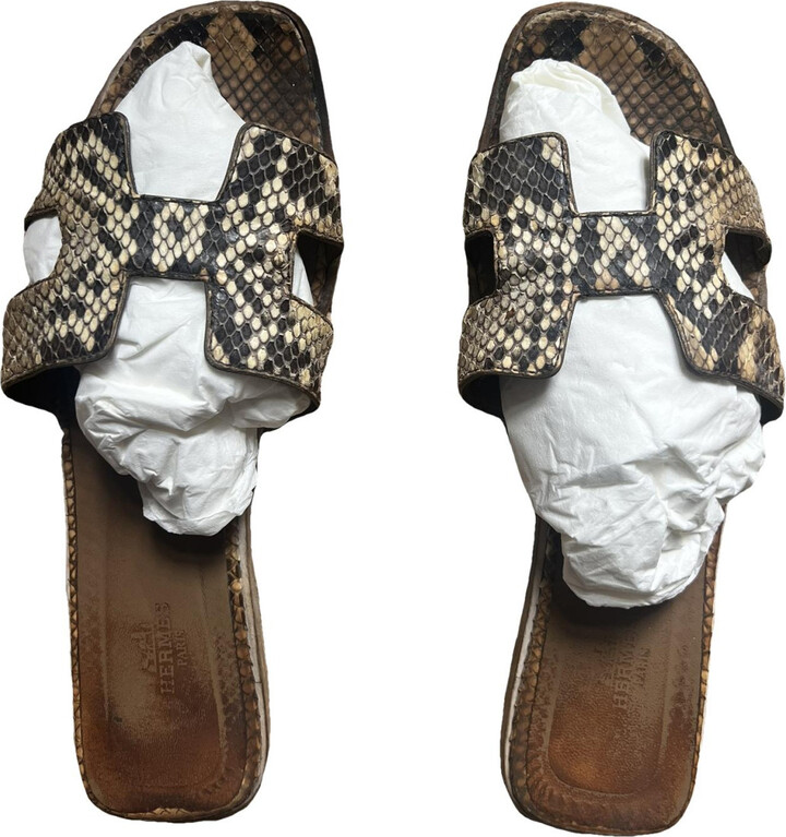 Hermes Oran python sandal - ShopStyle