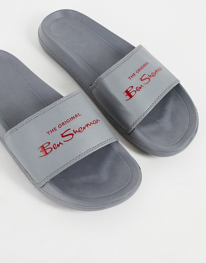 Ben Sherman logo sliders in gray - ShopStyle Sneakers & Athletic Shoes