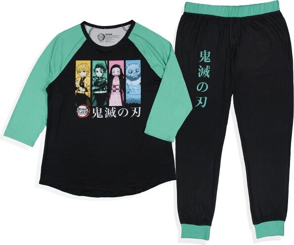 Seven Times Six Demon Slayer Women' Character Panel Kanji Raglan Lounge ...