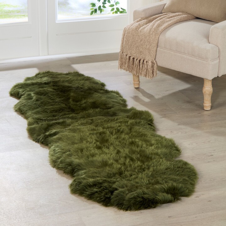 Native Natural Double Olive Green Sheepskin Rug - ShopStyle