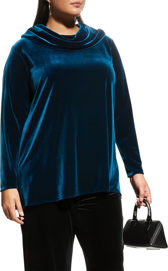 Caroline Rose Plus Size Velvet Cowl-Neck Tunic - ShopStyle