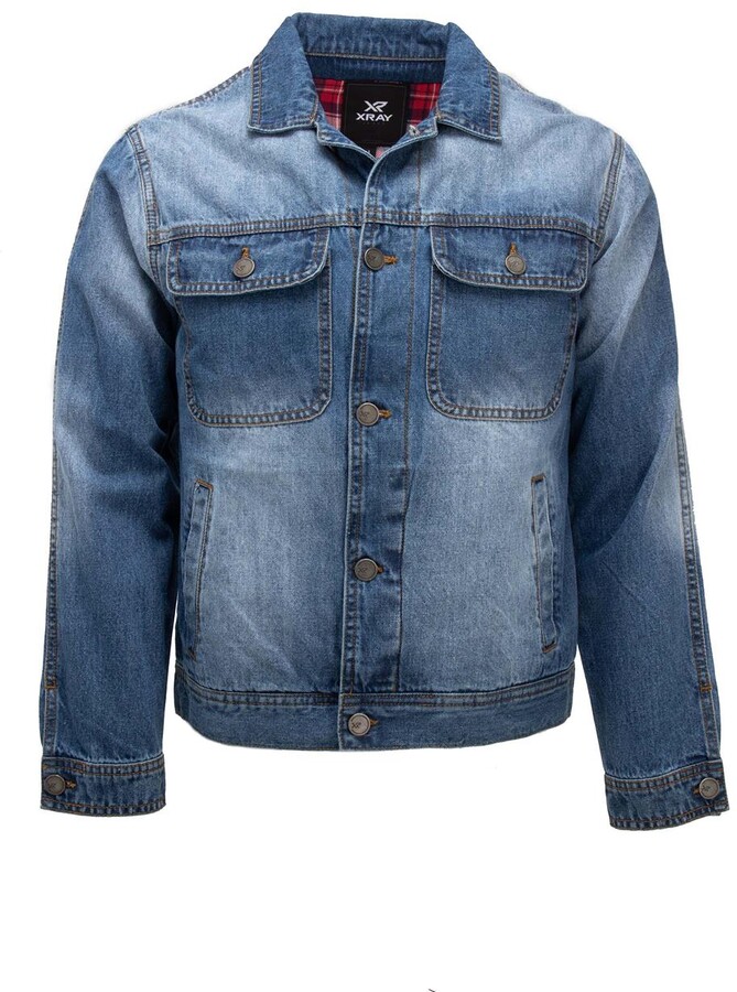 X-Ray Plaid-Lined Denim Jacket - ShopStyle