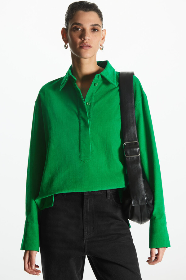 COS Boxy-Fit Corduroy Shirt - ShopStyle Long Sleeve Tops