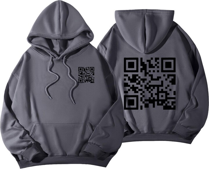 DabinFa Funny Scannable Code Unisex Hoodie Pullover Hoodie Code ...