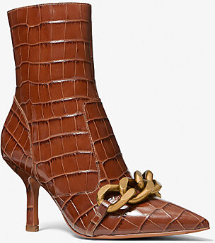 Michael Kors Scarlett Embellished Crocodile Embossed Leather Boot ...