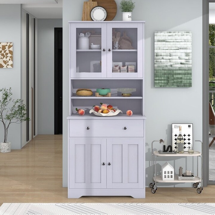 NOVABASA Kitchen pantry lockers, 71 "pantry cabinets with glass doors ...