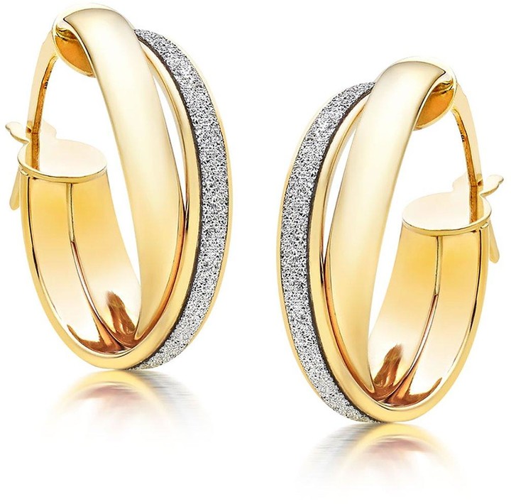 Beaverbrooks 9Ct Gold Glitter Hoop Earrings - ShopStyle