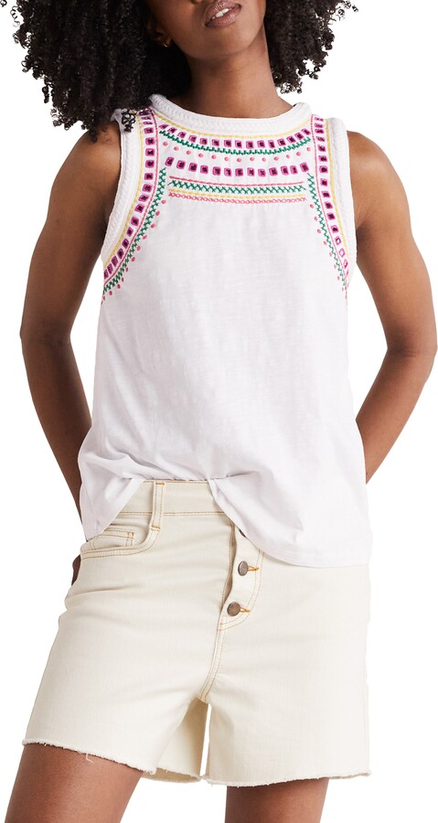 Boden Stitch Detail Cotton Tank - ShopStyle