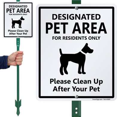 SmartSign Designated Pet Area for Residents Only, Please Clean up After ...