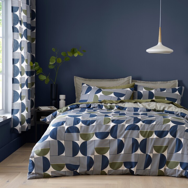 Dunelm Bromley Modern Geo Navy Duvet Cover and Pillowcase Set Navy ...