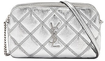 Saint Laurent Mini Becky Bag in Metallic Silver - ShopStyle