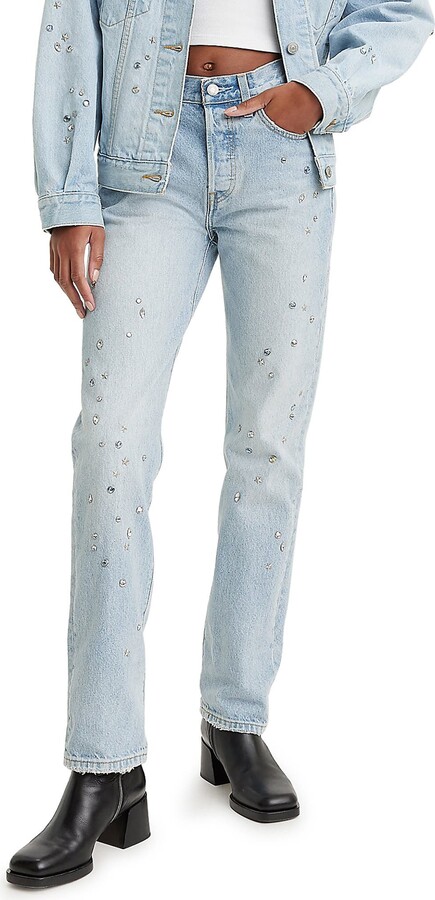 Levi's 501® Studded High Waist Straight Leg Jeans - ShopStyle