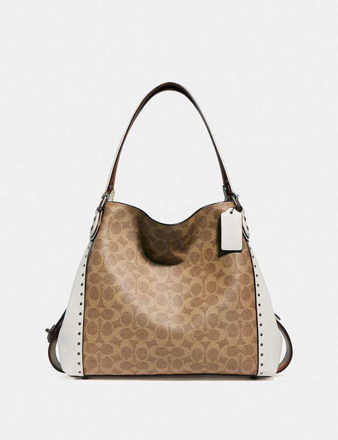 Coach Edie Shoulder Bag 31 In Signature Canvas With Rivets - ShopStyle