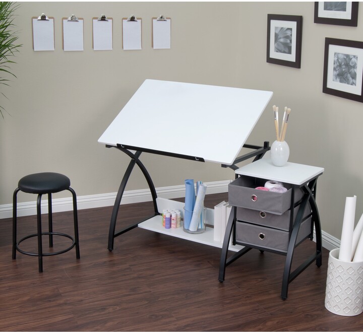 Studio Designs Comet Center Drafting and Hobby Craft Table w Stool ...