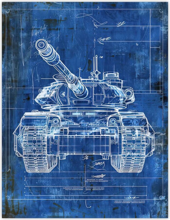 Artery8 vest Blueprint Drawing Detailed Military Vehicle Wall Art Print ...