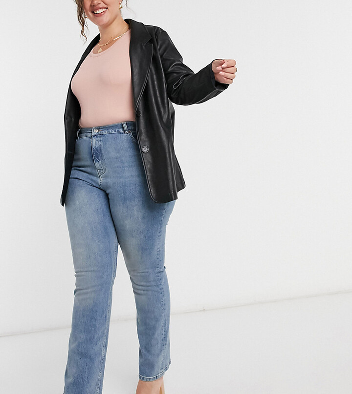 ASOS Curve DESIGN Curve high rise '70's' stretch flare jeans in vintage ...
