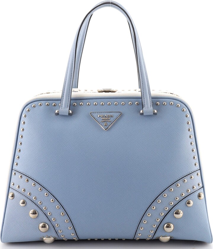 Prada Pyramid Top Handle Bag Studded Saffiano Leather Medium - ShopStyle