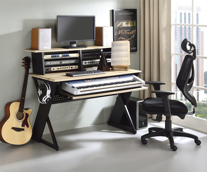 RASOO Music Desk, Music Workstation with Pullout Keyboard Tray ...