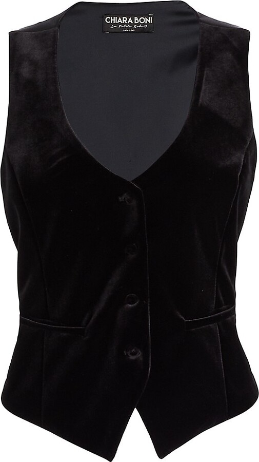 Chiara Boni La Petite Robe Prisca Velvet Vest - ShopStyle Jackets