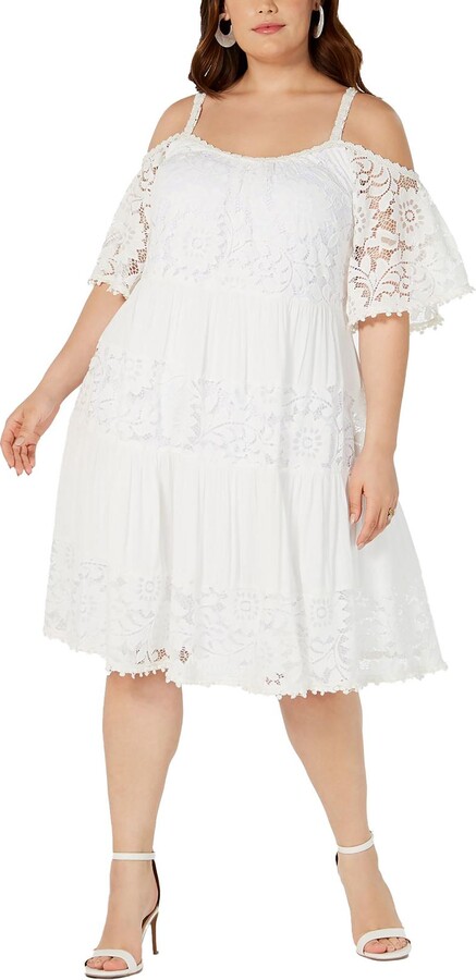 Signature By Robbie Bee Plus Womens Lace Knee Midi Dress - ShopStyle
