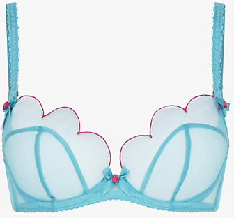 Agent Provocateur Womens Teal/pink Lorna Scalloped Mesh Underwired bra ...