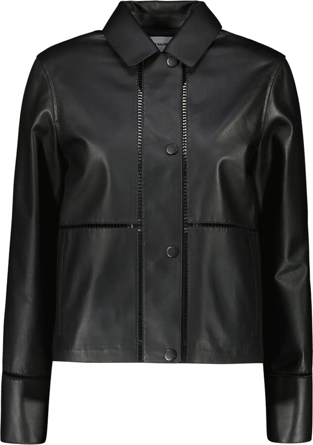Yves Salomon Ladder-Stitch Leather Jacket - ShopStyle