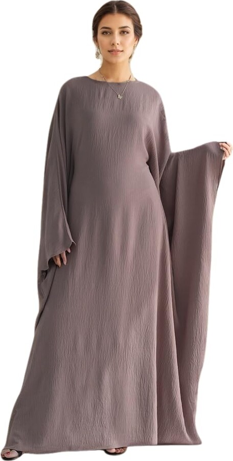 RUIG Women Muslim Robe Soft Crepe Butterfly Batwing Abaya Dubai Luxury ...