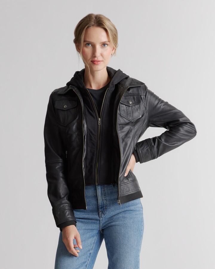 Quince 100% Leather Jacket with Hood - ShopStyle