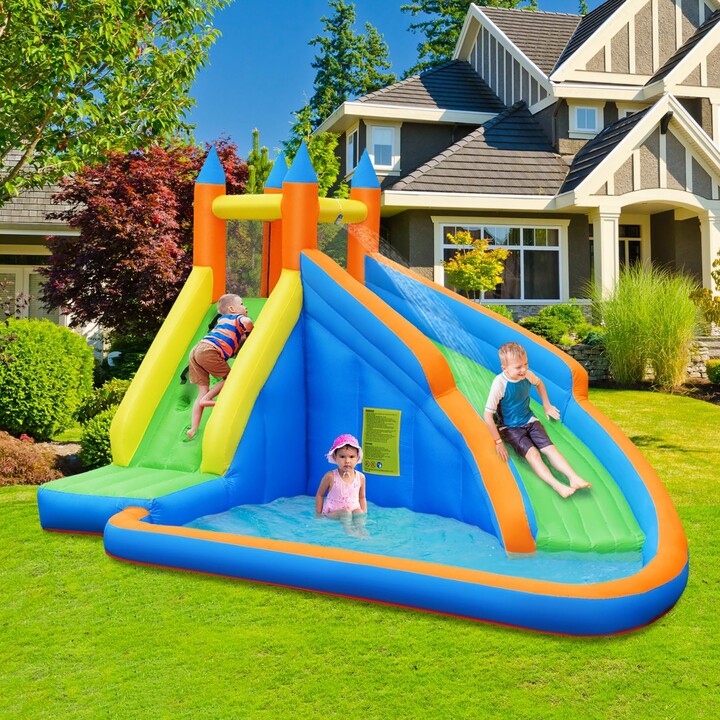 Costway Inflatable Water Slide Mighty Bounce House Castle Moonwalk ...
