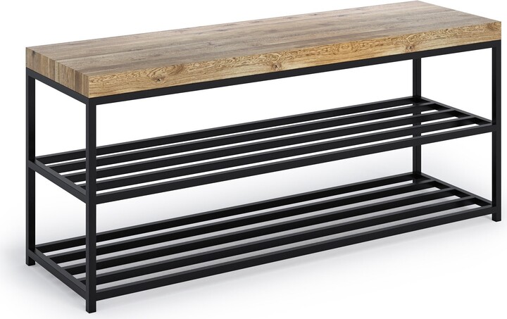 Etsy Gina Hall Stool, Oak Seat, Shoe Storage, Industrial Bench With ...