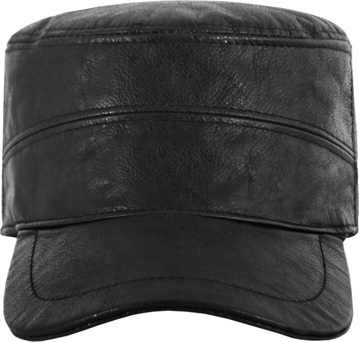 Smart Range Leather Men's Army Military Cap Flat Top Castro Cap Italian ...