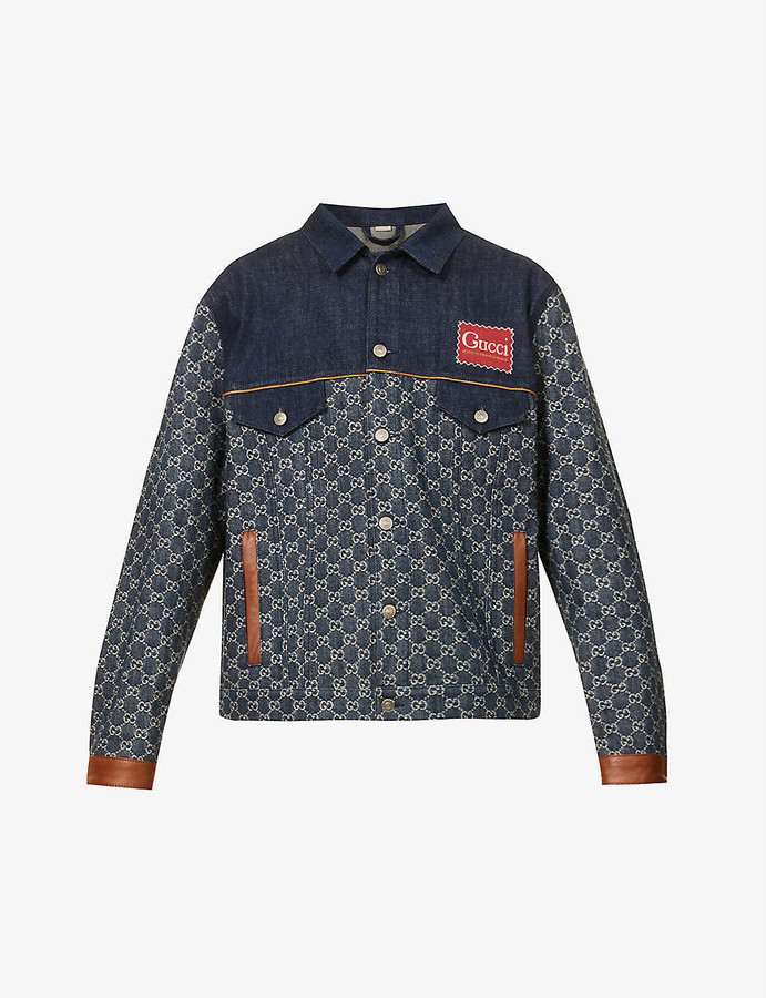 Gucci Monogram-print denim jacket - ShopStyle