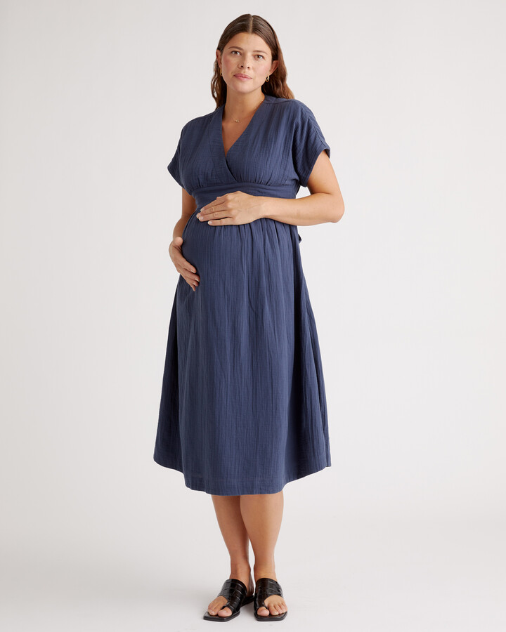 Quince Gauze Maternity Midi Dress - ShopStyle
