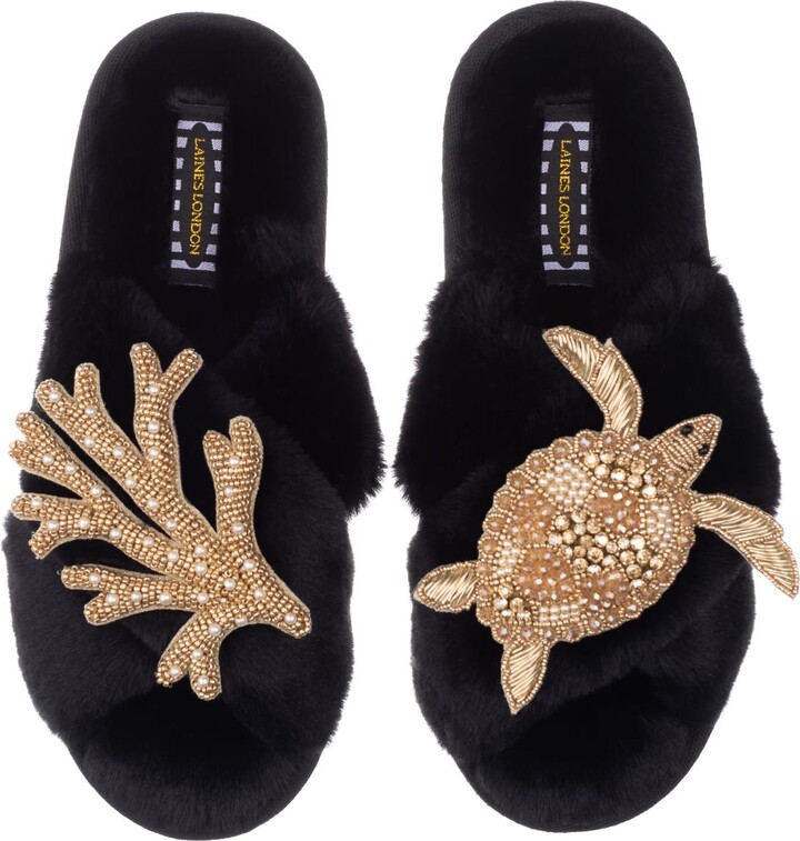 Laines London Women's Classic Laines Slippers With Double Artisan Gold ...