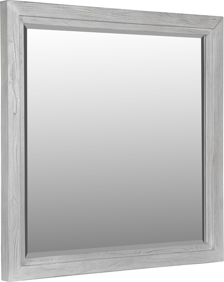 Benjara 40 Inch Lou Rectangular Mirror, Wood Frame, Grain Details ...