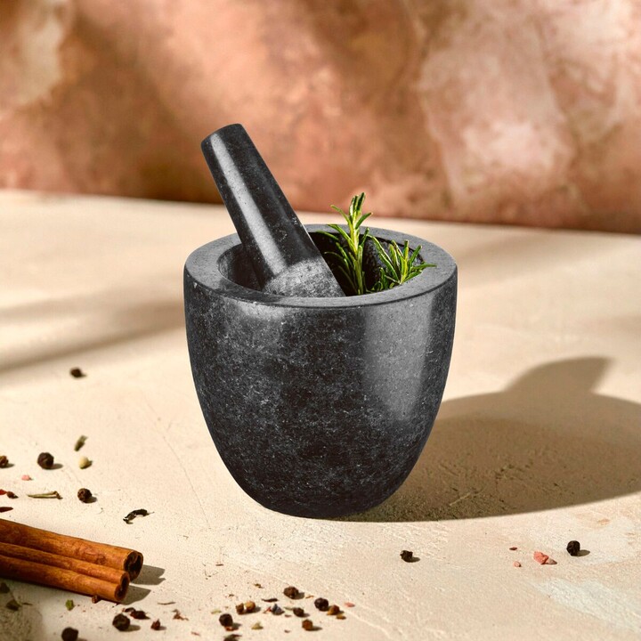 Premier Housewares Speckled Charcoal Granite Mortar and Pestle, Durable ...
