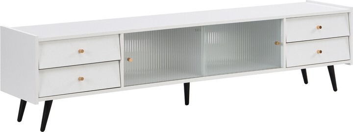 Simplie Fun Contemporary Tv Stand With Sliding Fluted Glass Doors ...