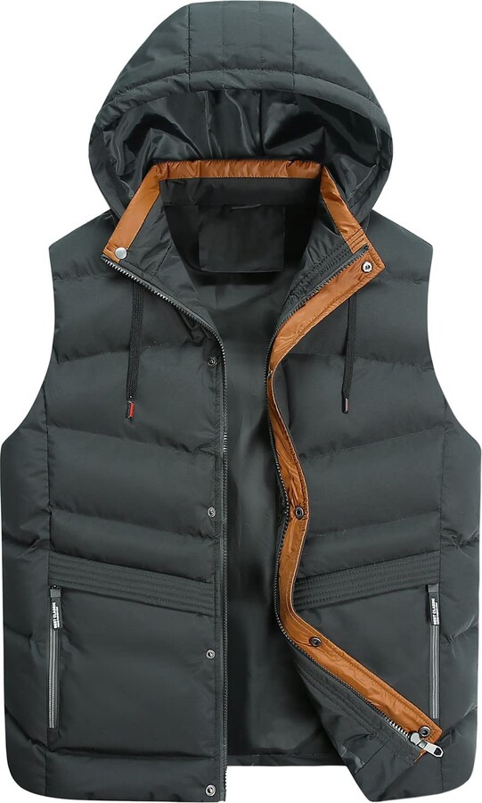VESNIBA Outdoor Winter Gilet Men's Hooded Outerwear Gilet Winter Fleece ...