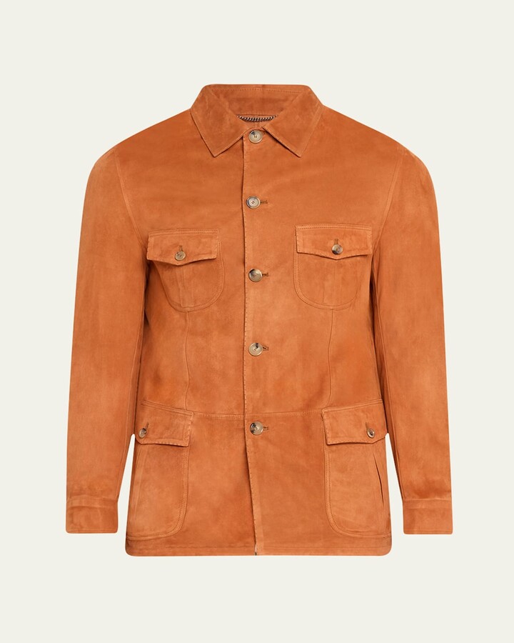 Cesare Attolini Men's Suede Safari Jacket - ShopStyle Outerwear