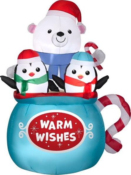 Gemmy Christmas Airblown Inflatable Hot Cocoa Mug Scene, 6.5 ft Tall ...