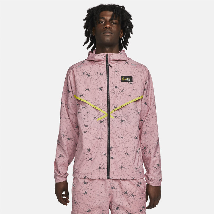 Nike Men's Repel UV D.Y.E. Running Windrunner Jacket in Pink - ShopStyle